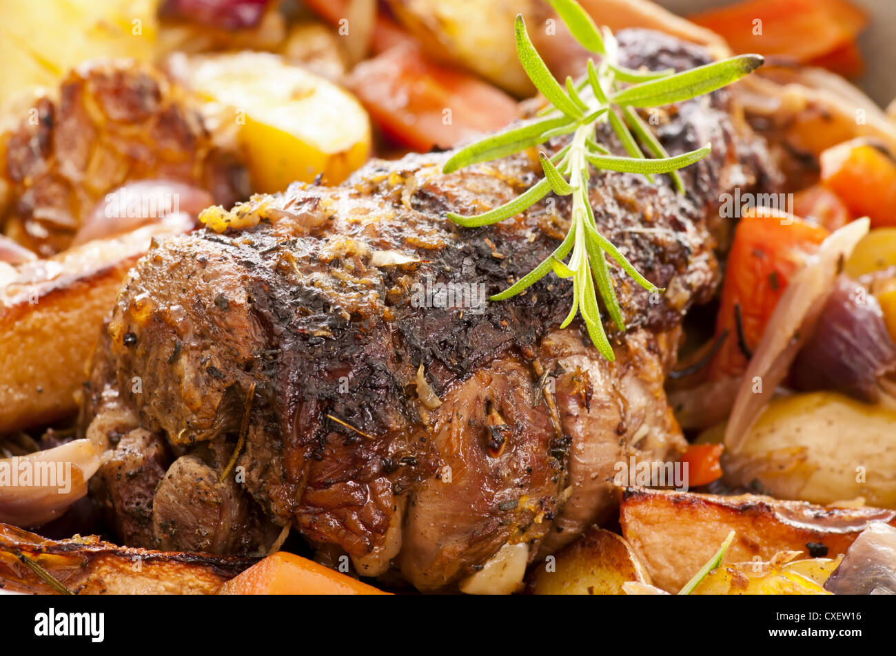 Lamb roast with vegetables Stock Photo - Alamy