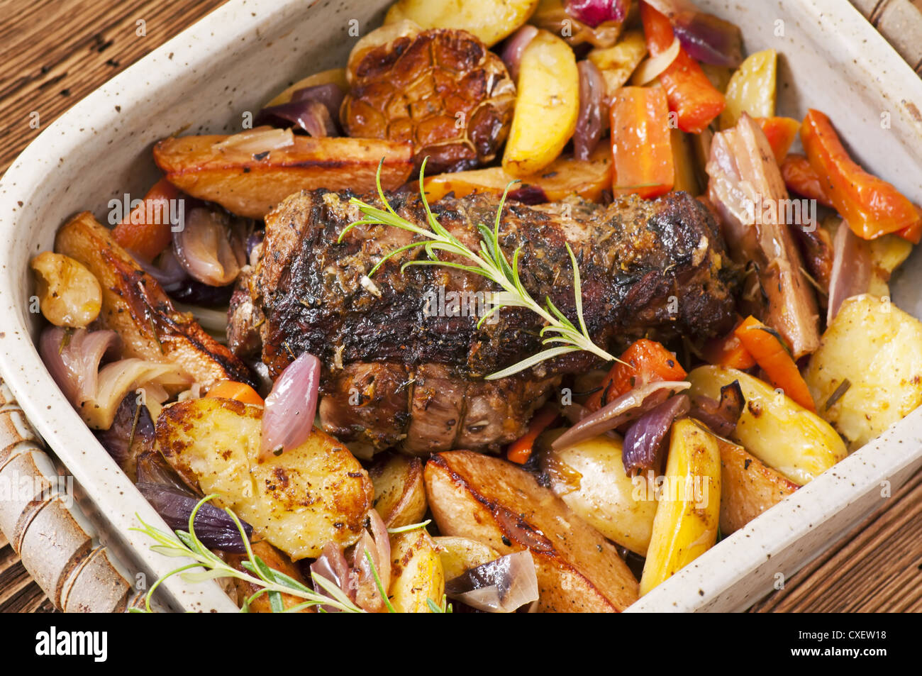 Lamb roast with vegetable Stock Photo - Alamy