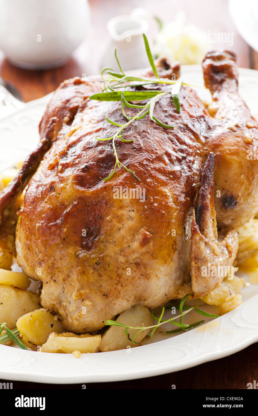 chicken roasted with the herbs Stock Photo - Alamy