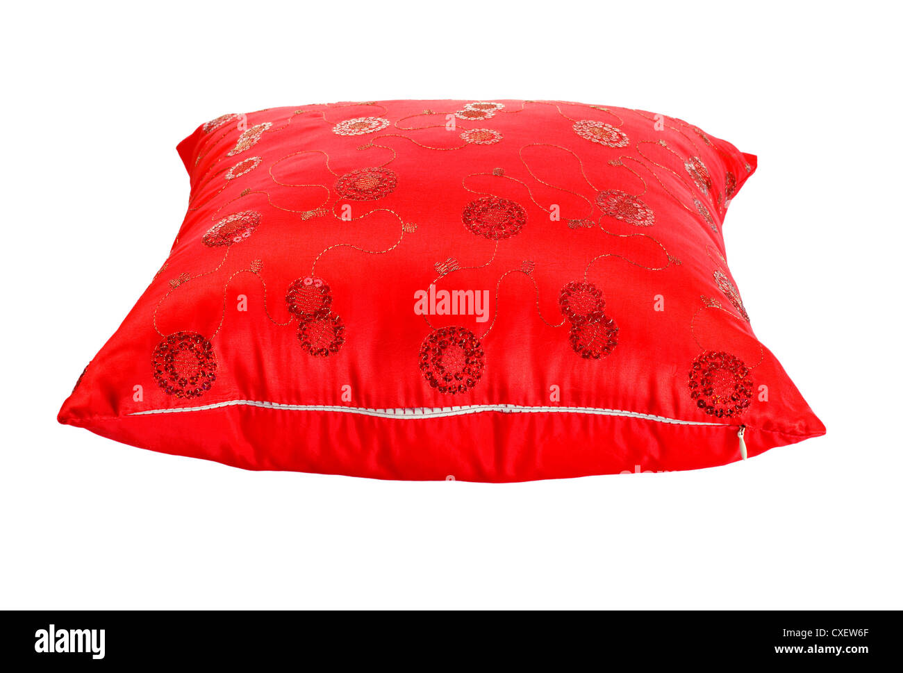 red decorative pillow with pattern Stock Photo - Alamy