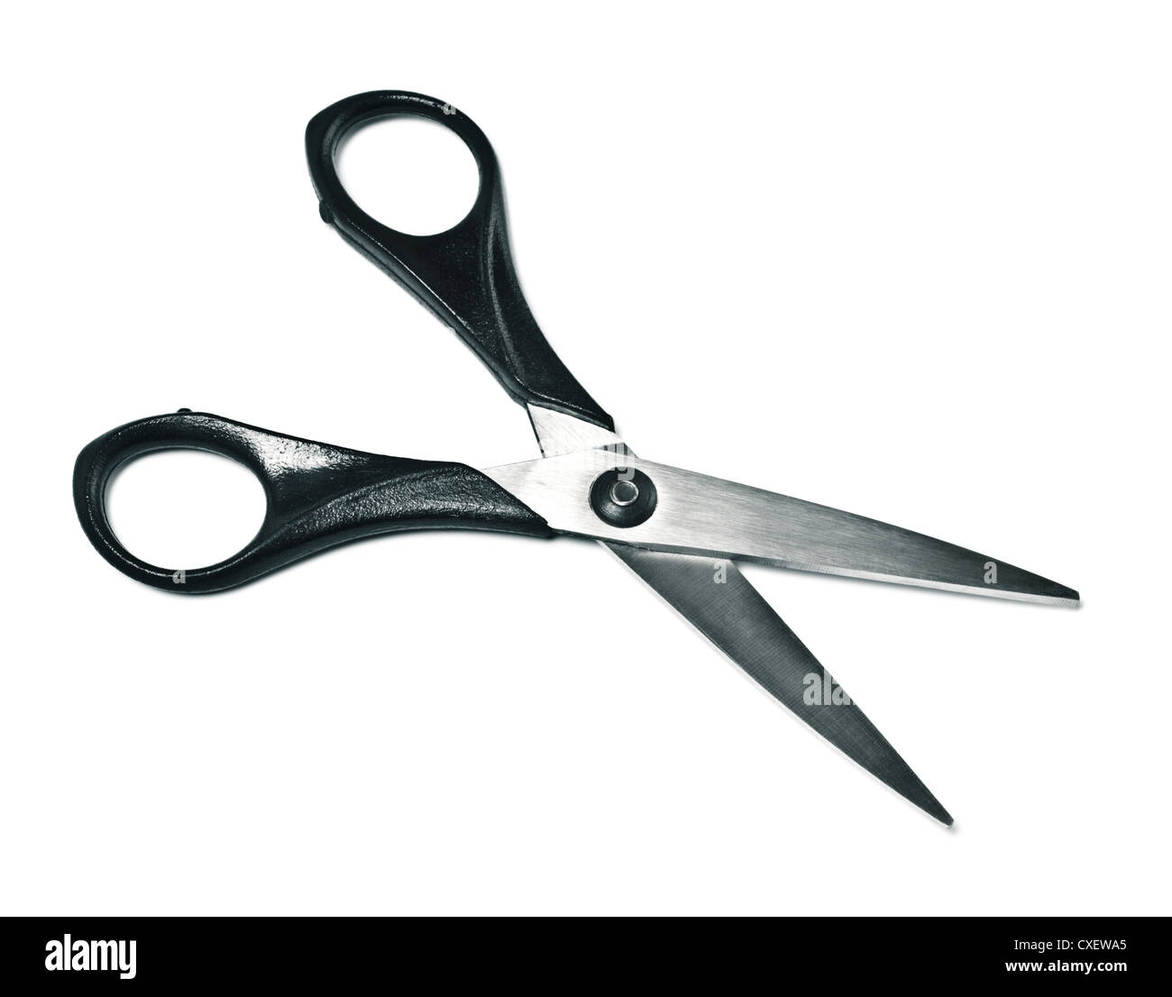 black opened scissors Stock Photo - Alamy
