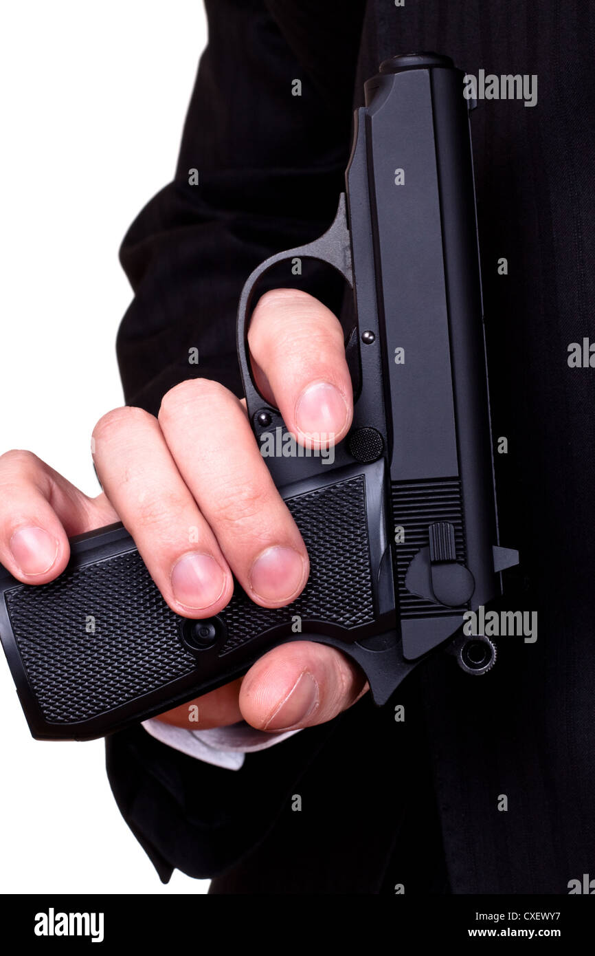 gun in man's hand Stock Photo - Alamy