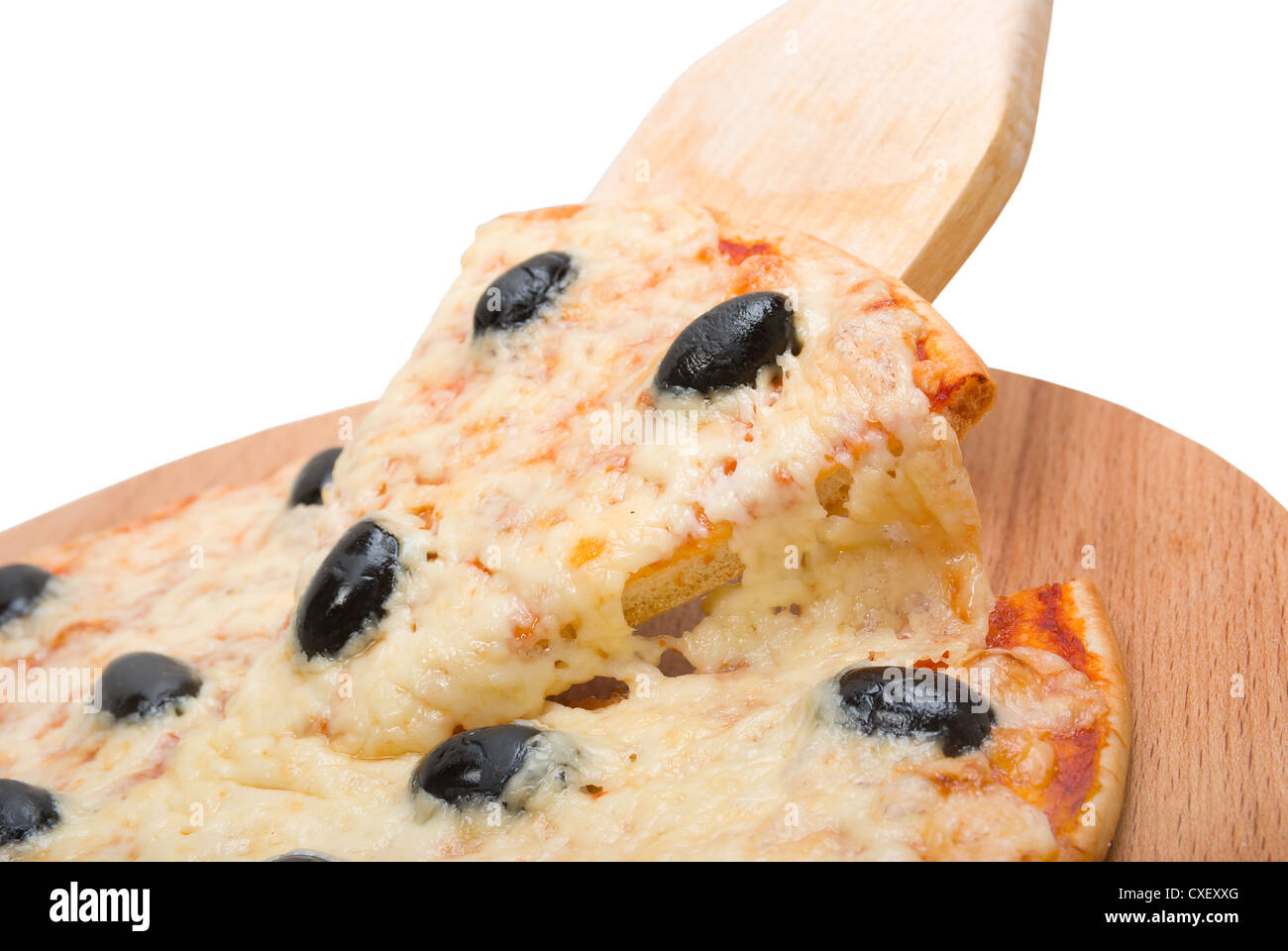 Pizza with the cut off slice Stock Photo - Alamy