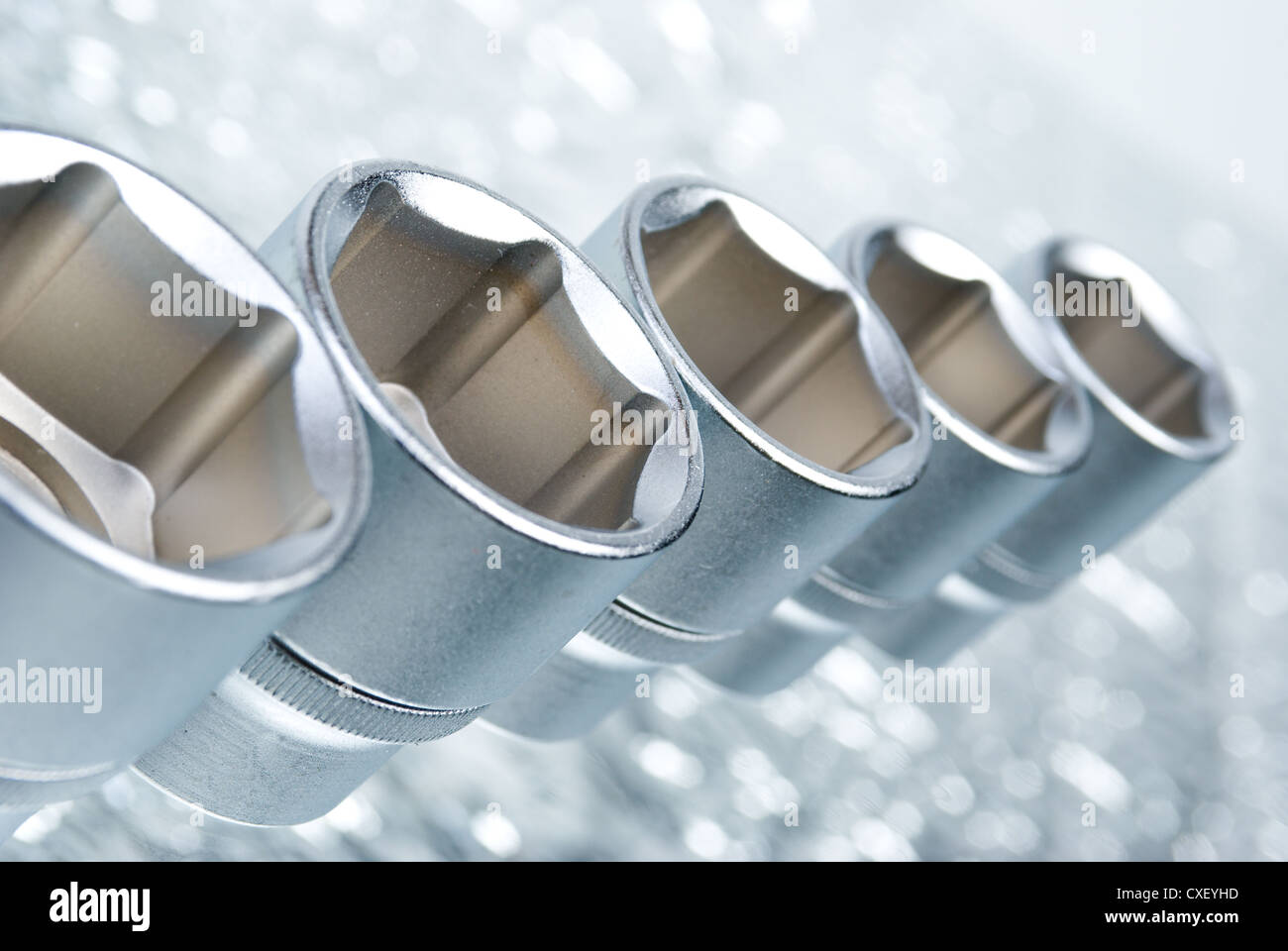 set of metallic tools a Stock Photo - Alamy