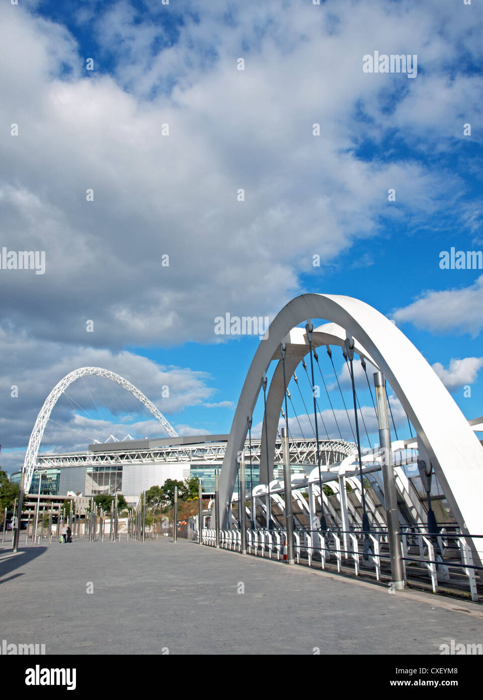 The White Horse Bridge footbridge at Wembley Stadium railway station ...