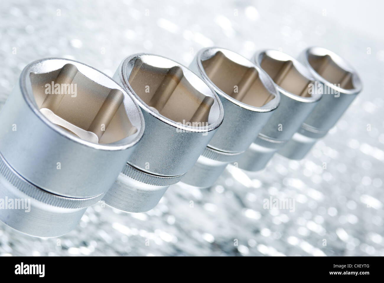 set of metallic tools as background Stock Photo - Alamy