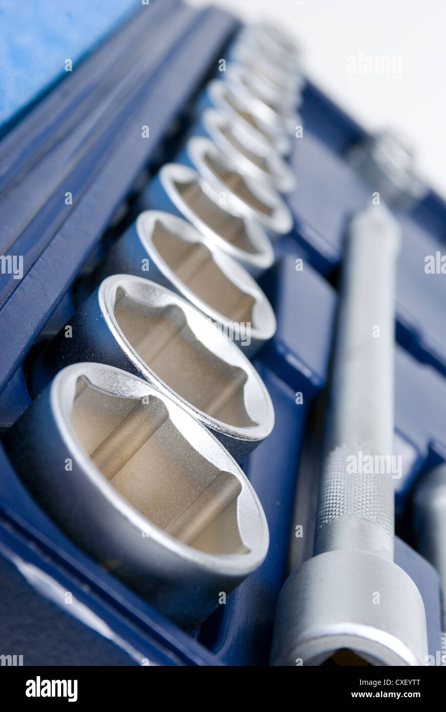set of metallic tools .Chrome wrench Stock Photo - Alamy