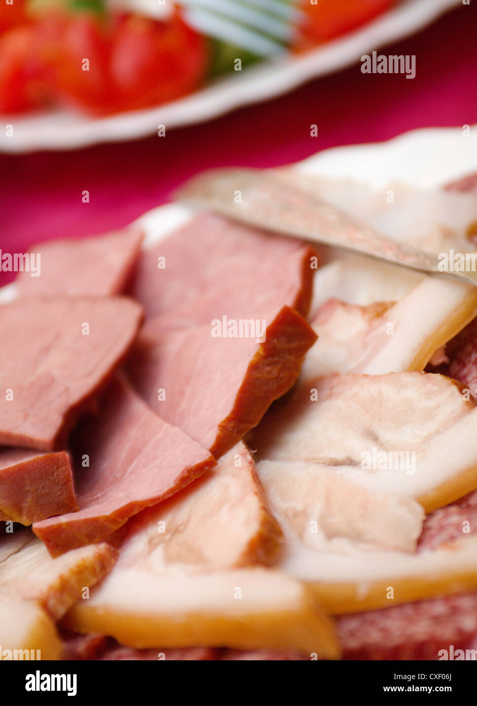 Beautiful sliced food arrangement Stock Photo - Alamy