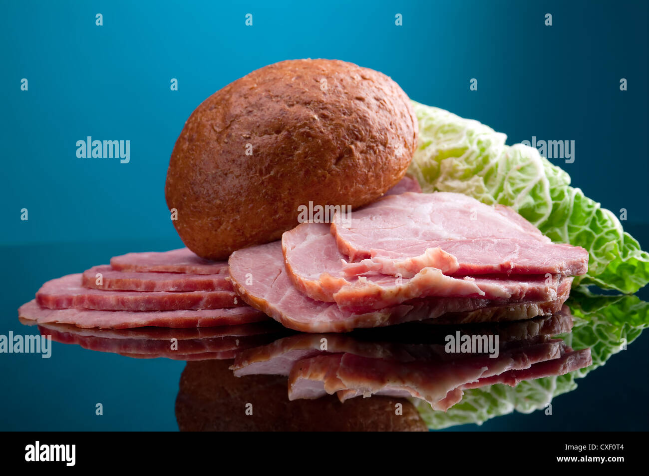 sliced food arrangement of meat Stock Photo - Alamy