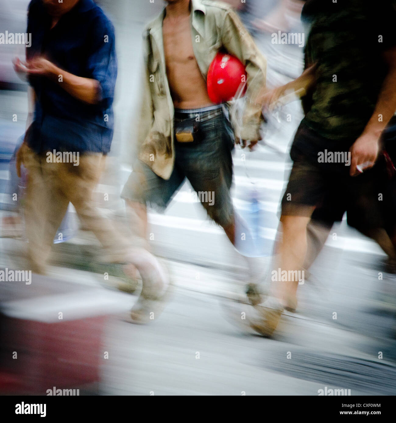 worker on zebra crossing street Stock Photo - Alamy