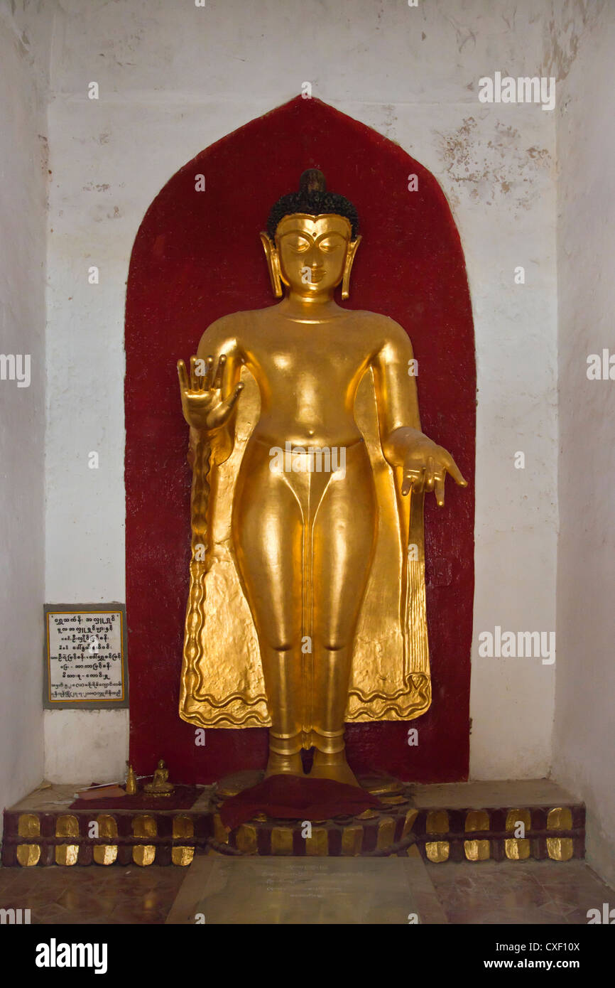 Original 4 meter high bronze BUDDHA statue at the SHWEZIGON PAGODA ...