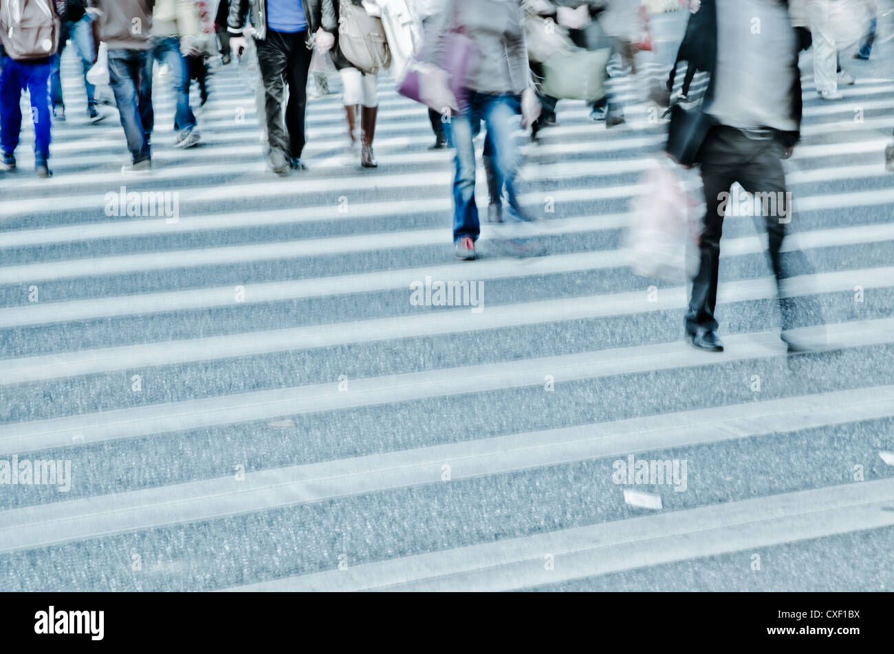 people crowd on zebra crossing street Stock Photo - Alamy