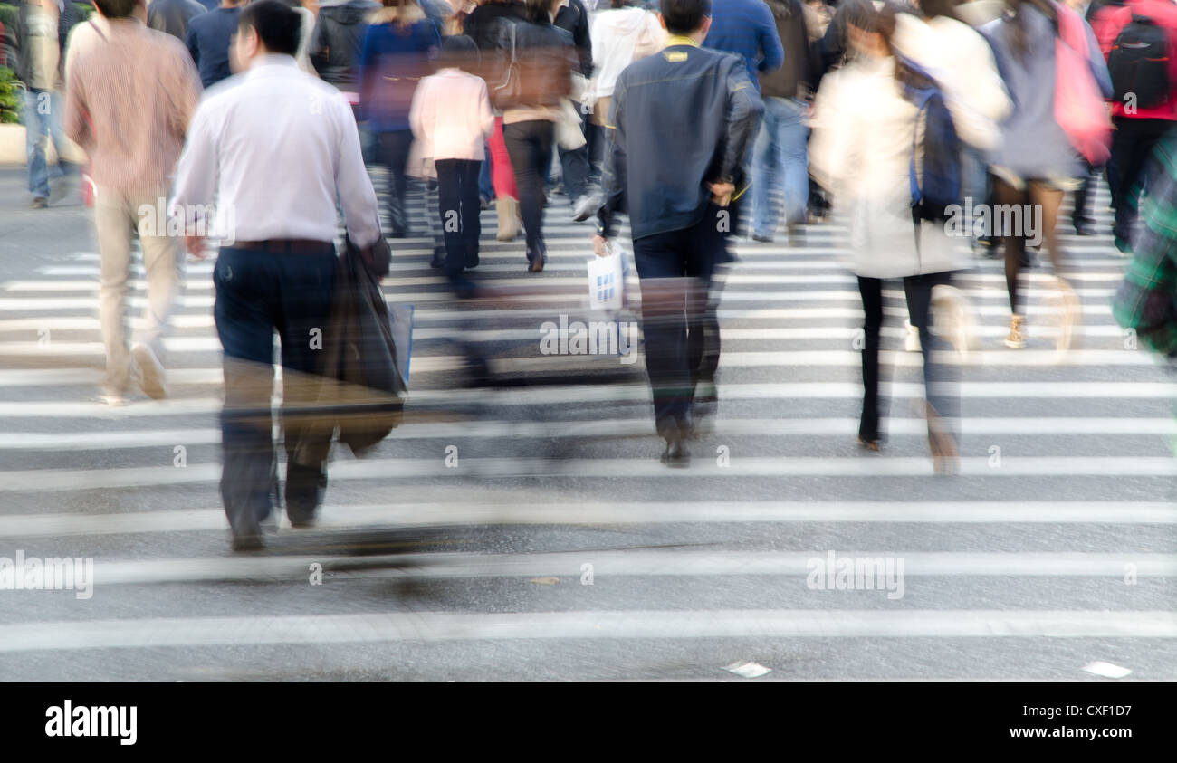 people crowd on zebra crossing street Stock Photo - Alamy