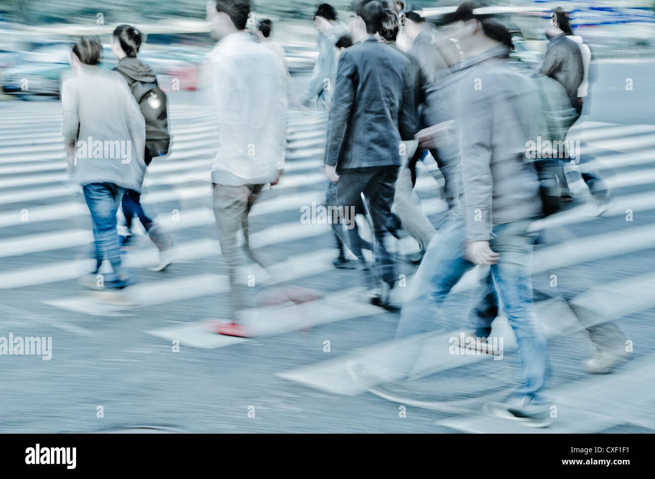 people crowd on zebra crossing street Stock Photo - Alamy