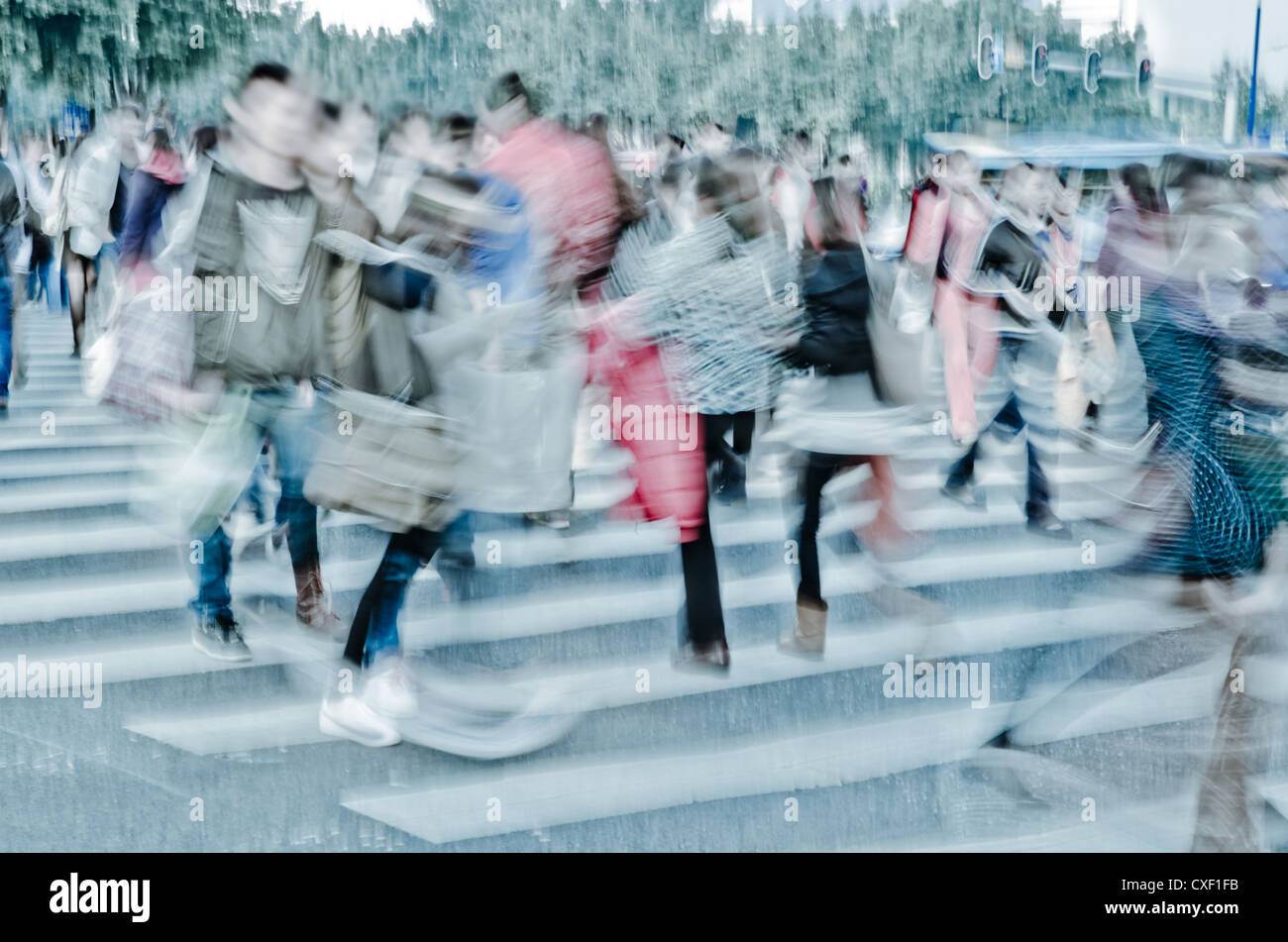 people crowd on zebra crossing street Stock Photo - Alamy