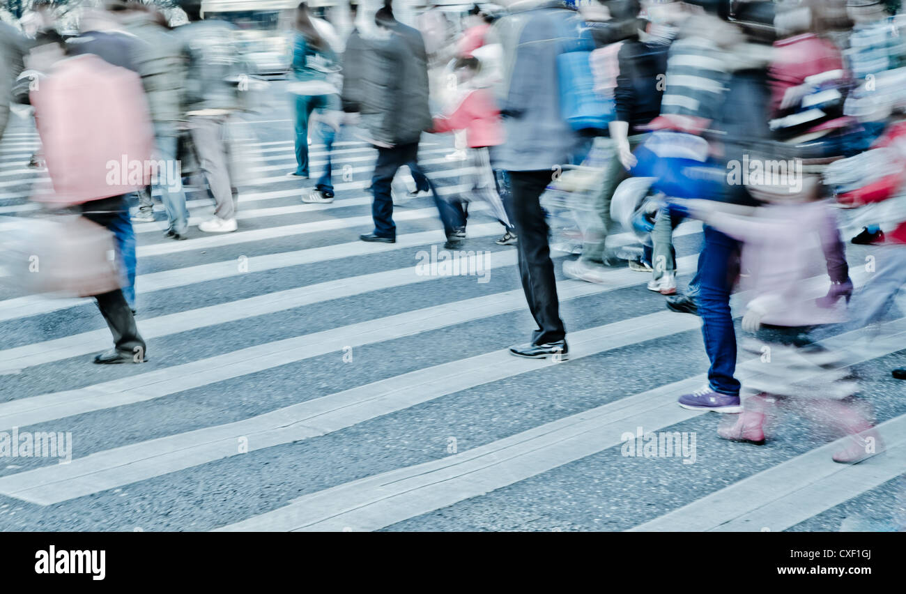 people crowd on zebra crossing street Stock Photo - Alamy