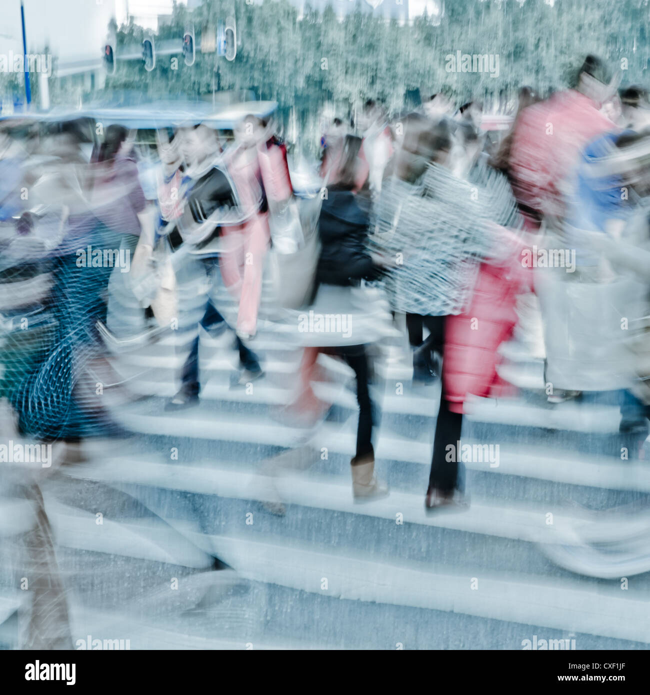people crowd on zebra crossing street Stock Photo - Alamy