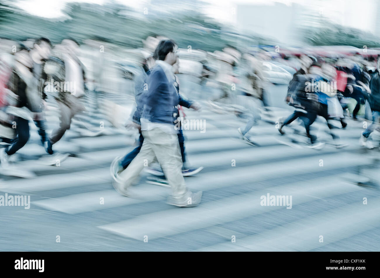 people crowd on zebra crossing street Stock Photo - Alamy