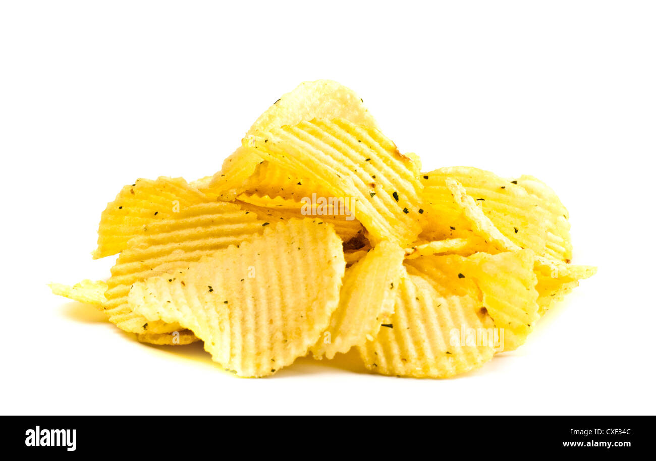 handful of yellow potato chips Stock Photo - Alamy