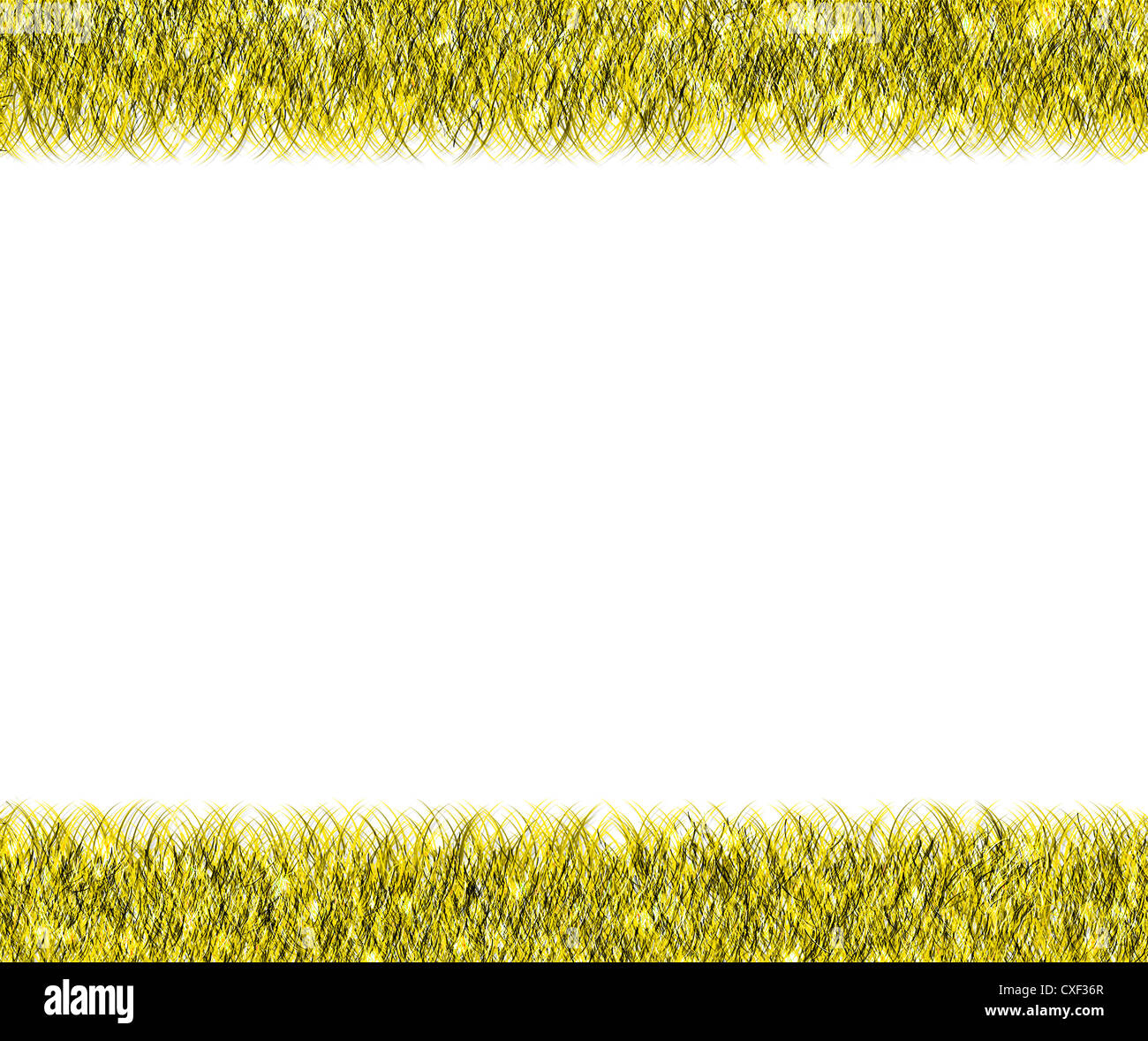 Christmas yellow tinsel frame on white background Stock Photo - Alamy