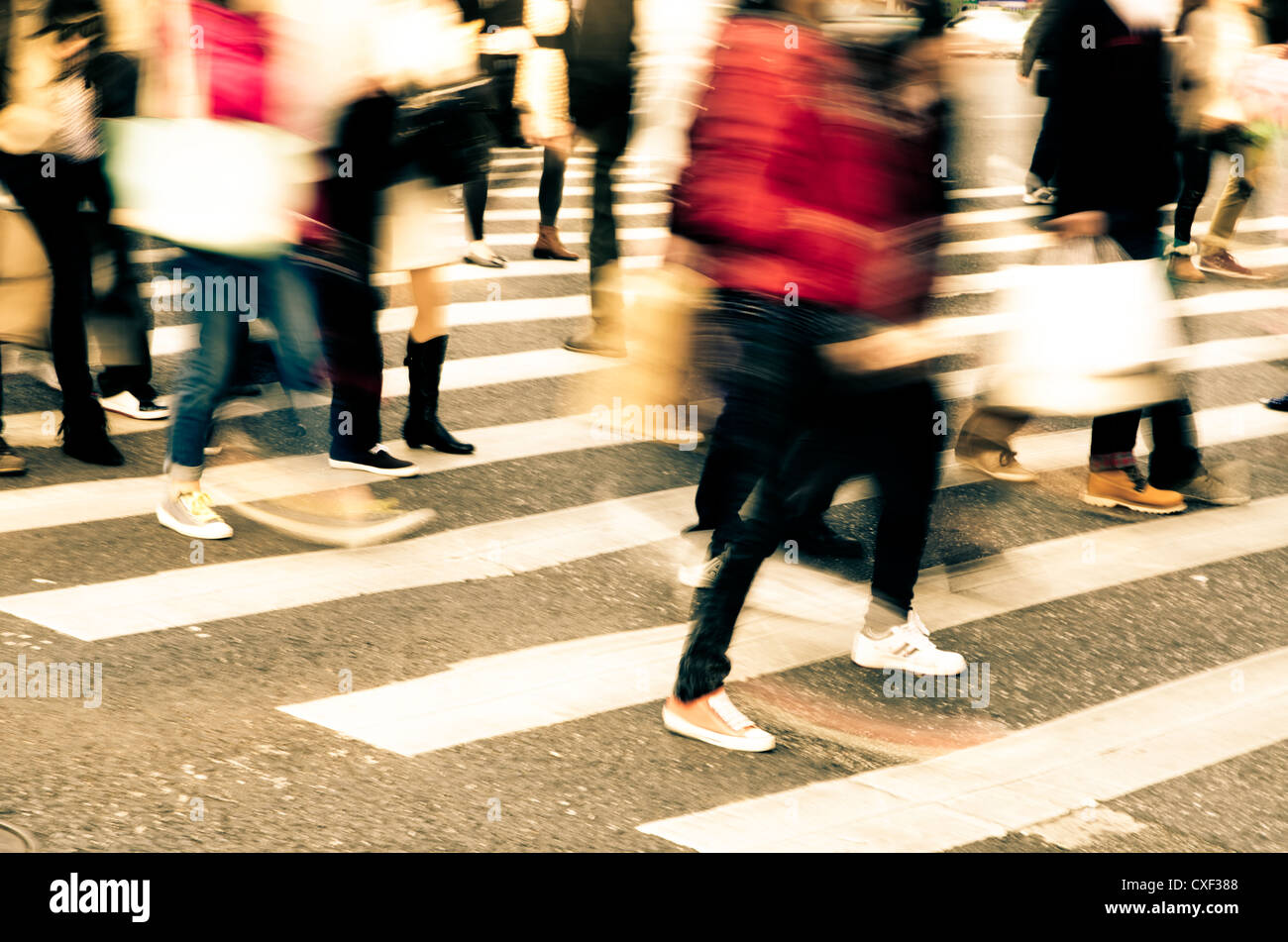 people crowd on zebra crossing street Stock Photo - Alamy