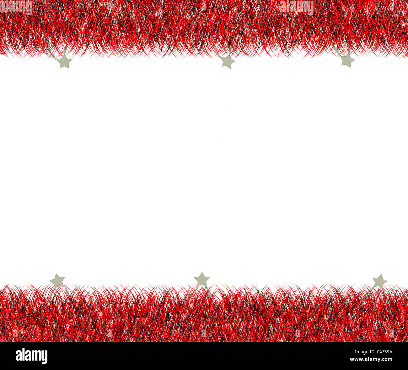 Christmas red tinsel frame on white background Stock Photo - Alamy