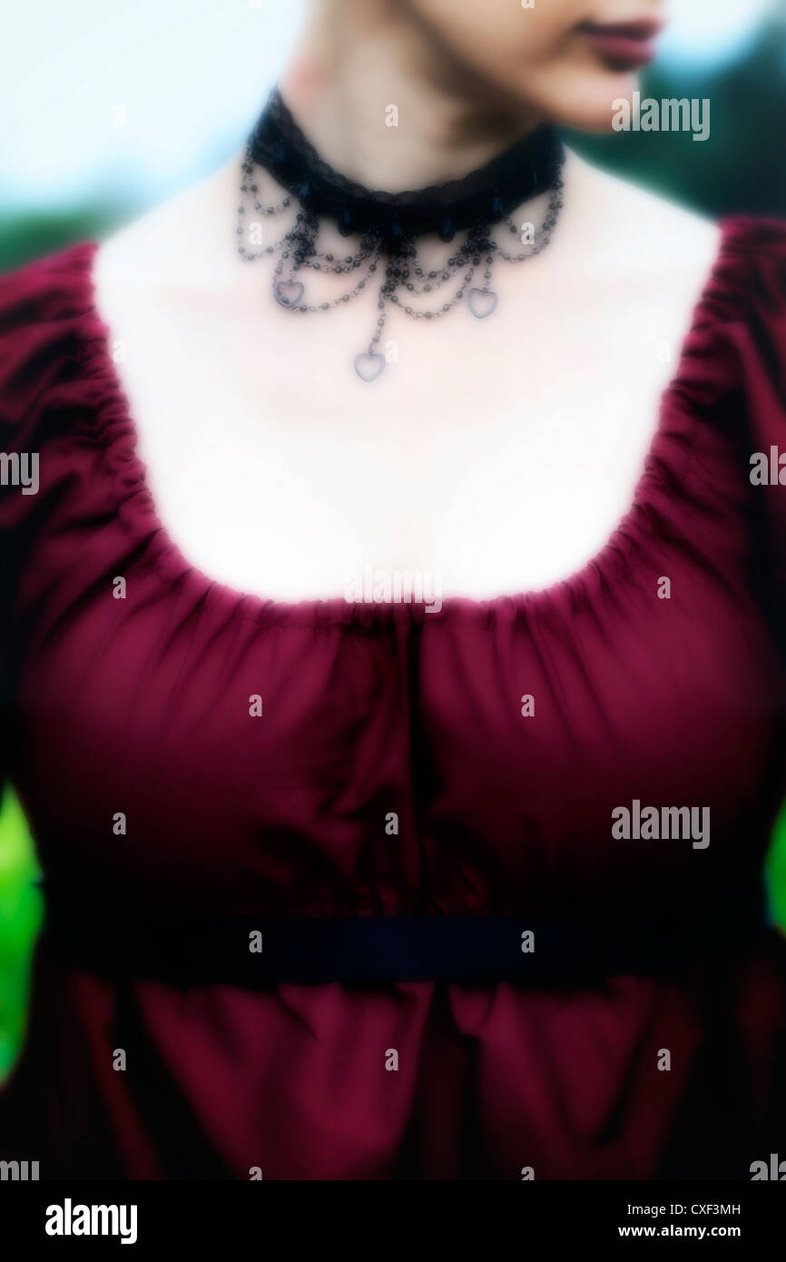 woman with a red period dress Stock Photo - Alamy