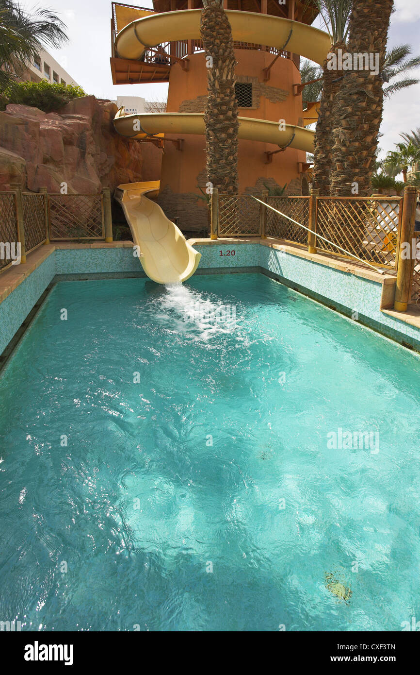 Tower for descent in pool Stock Photo - Alamy