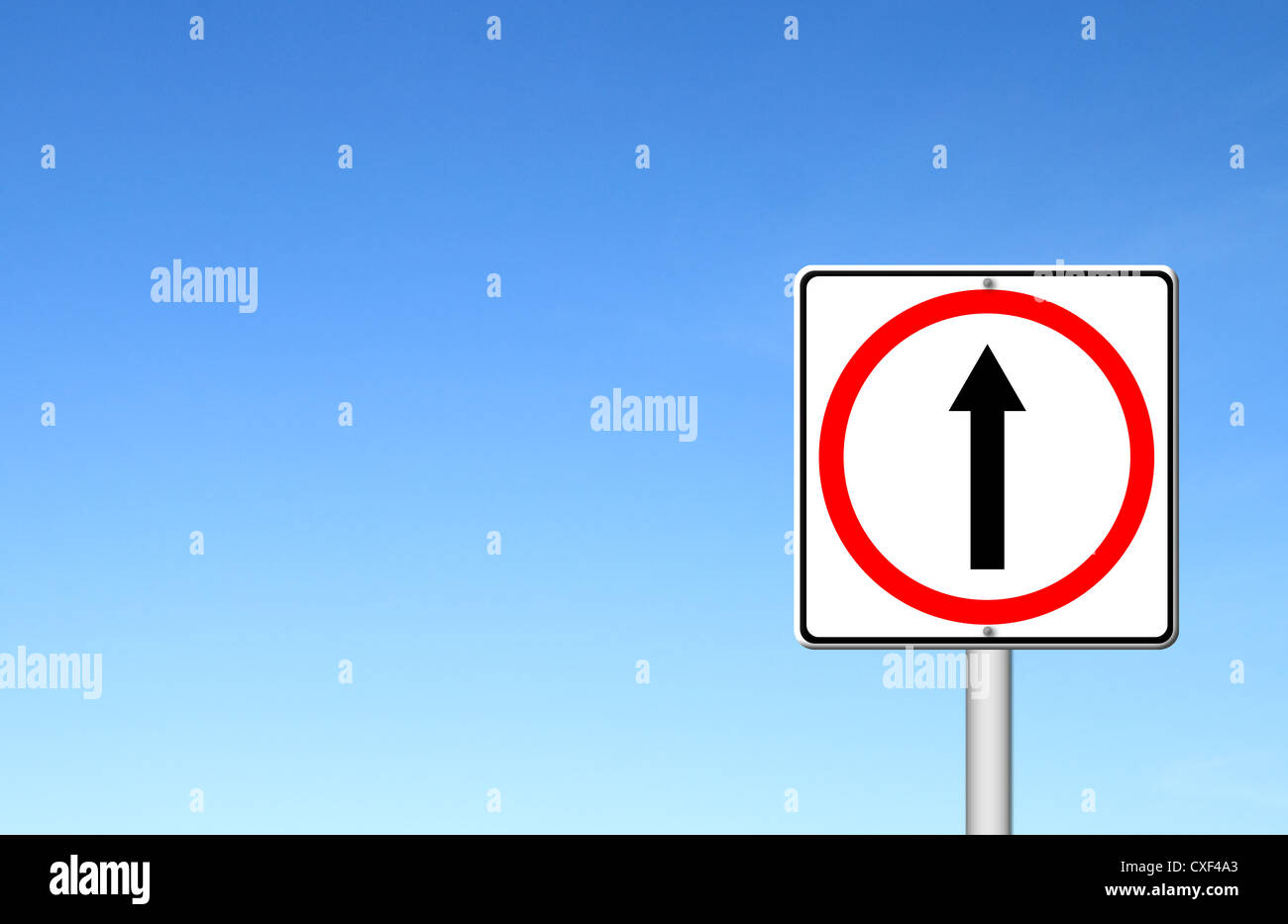 go ahead the way ,forward sign with blue sky blank for text Stock Photo ...
