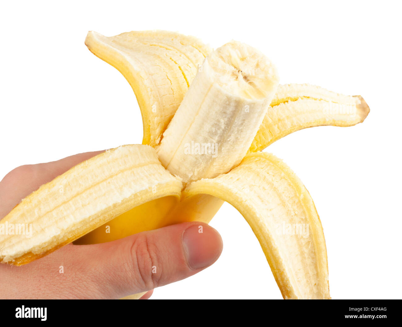 Hand with peeled banana hi-res stock photography and images - Alamy