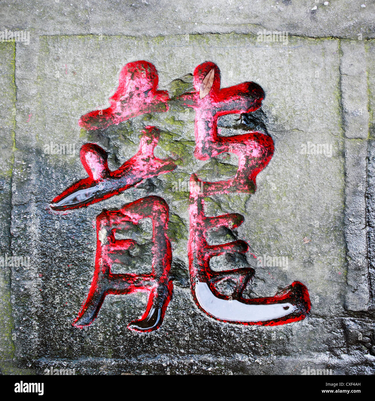 dragon word carved stone of chinese calligraphy Stock Photo - Alamy