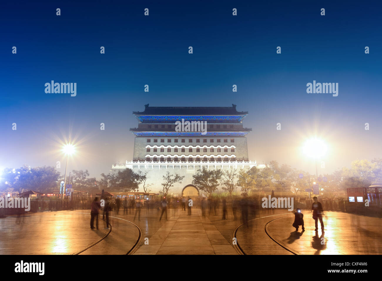 night scene of old beijing Stock Photo - Alamy