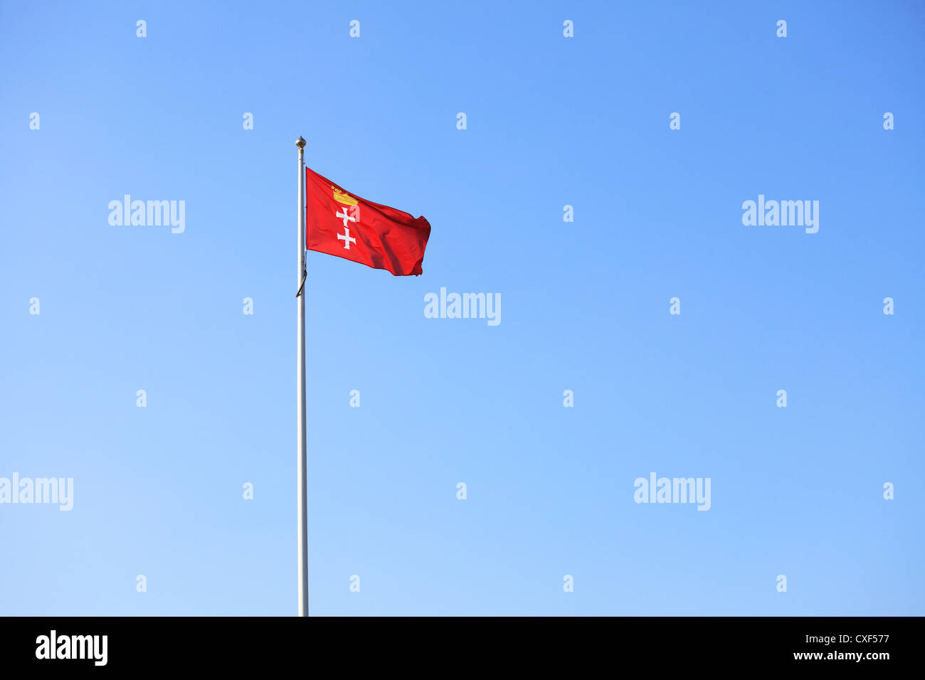 Flag city of Gdansk Danzig in the sky background Poland Europe Stock ...