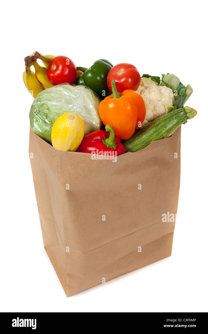 Brown grocery sack full of fresh vegetables Stock Photo - Alamy