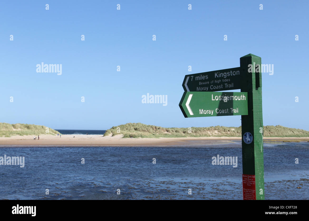 Moray coast trail sign Lossiemouth Scotland September 2012 Stock Photo ...