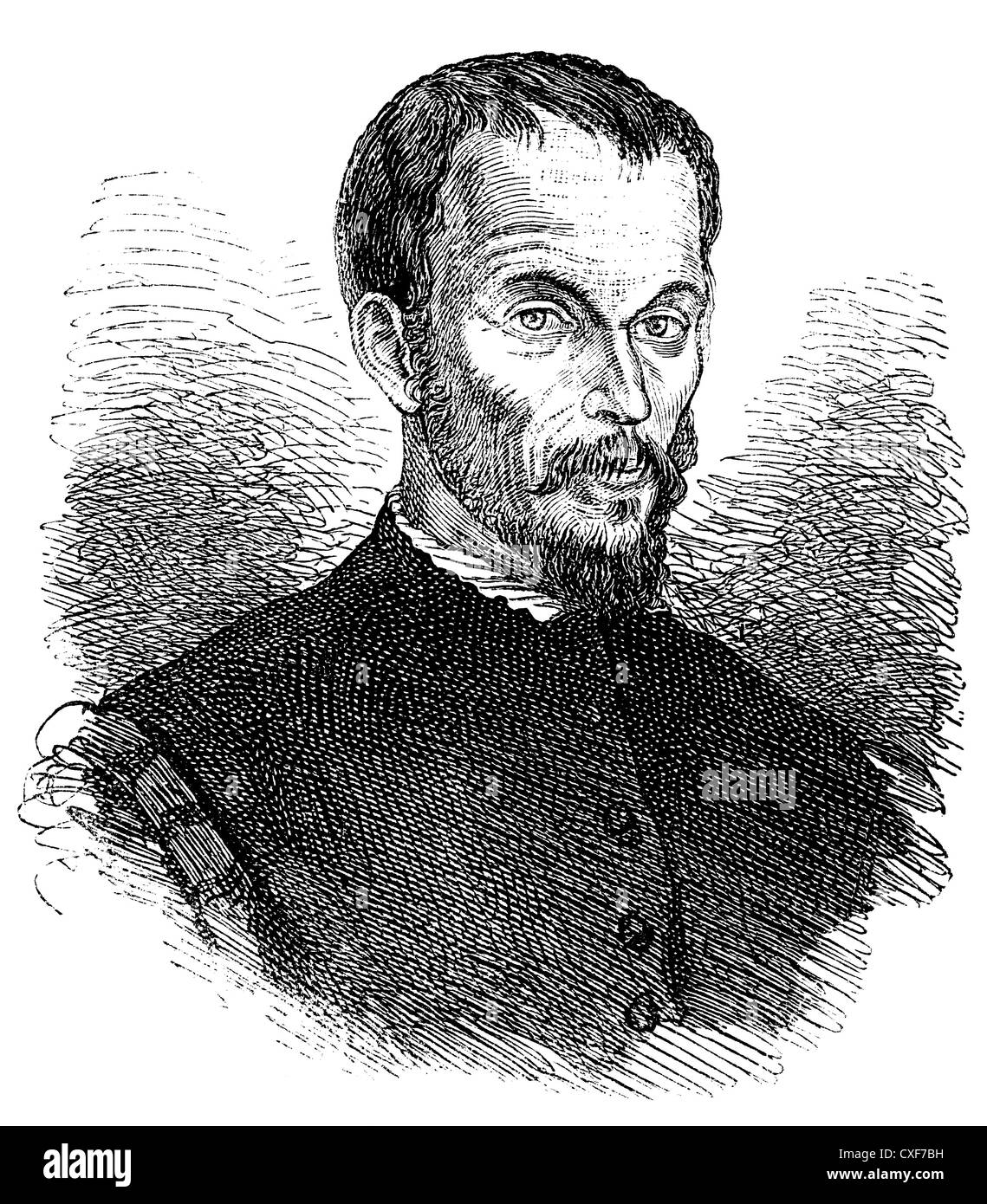 portrait of Cyprian de Rore, 1515-1565, Flemish composer of the ...