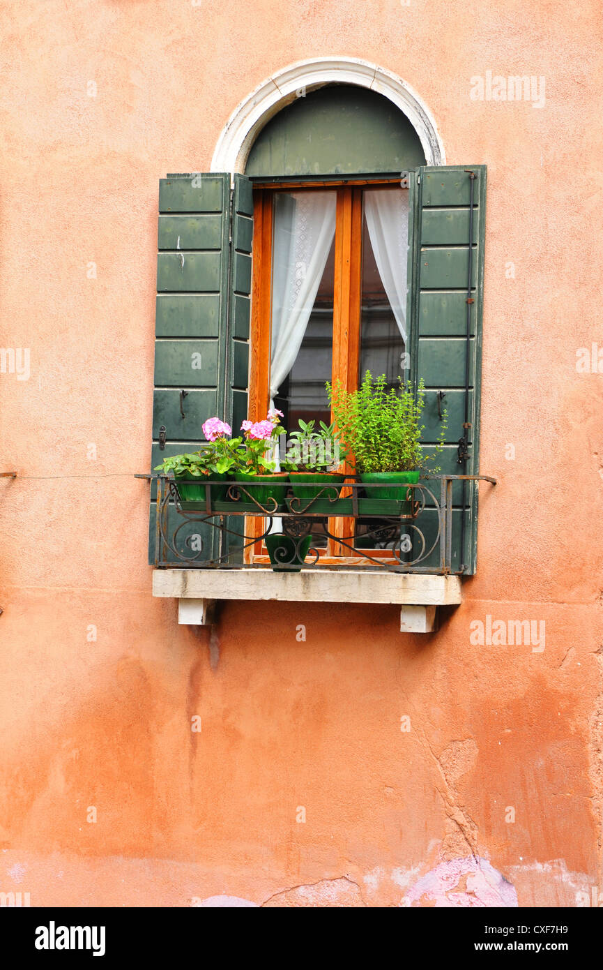 Architectural detail of old window in Venice Stock Photo - Alamy