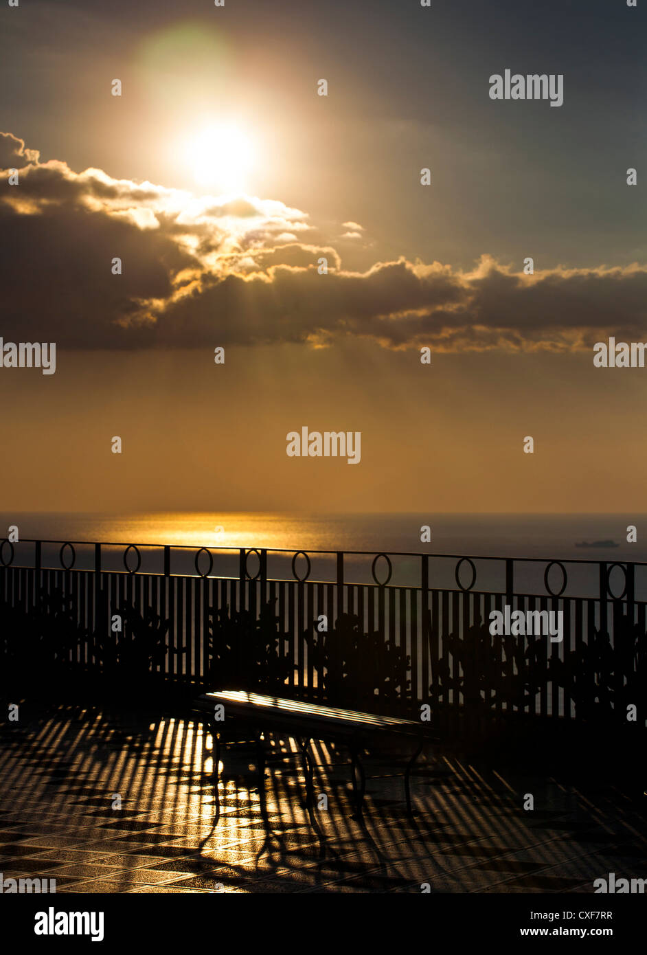 Sea view from terrace, Old town Taormina, Sicily Stock Photo - Alamy