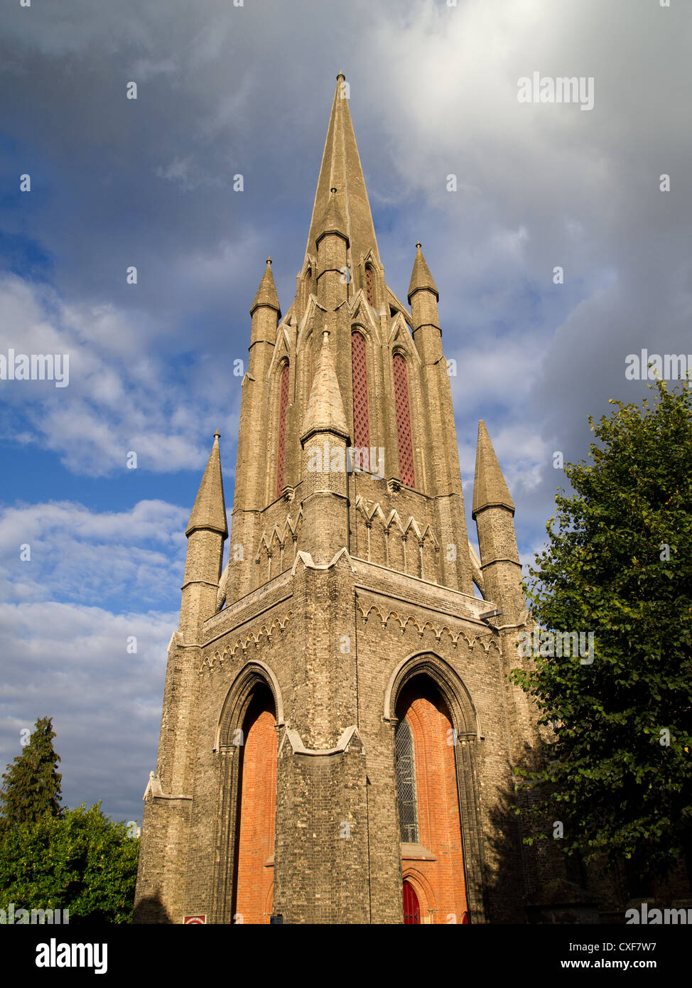 The tower steeple of the Parish Church of St John the Evangelist in ...