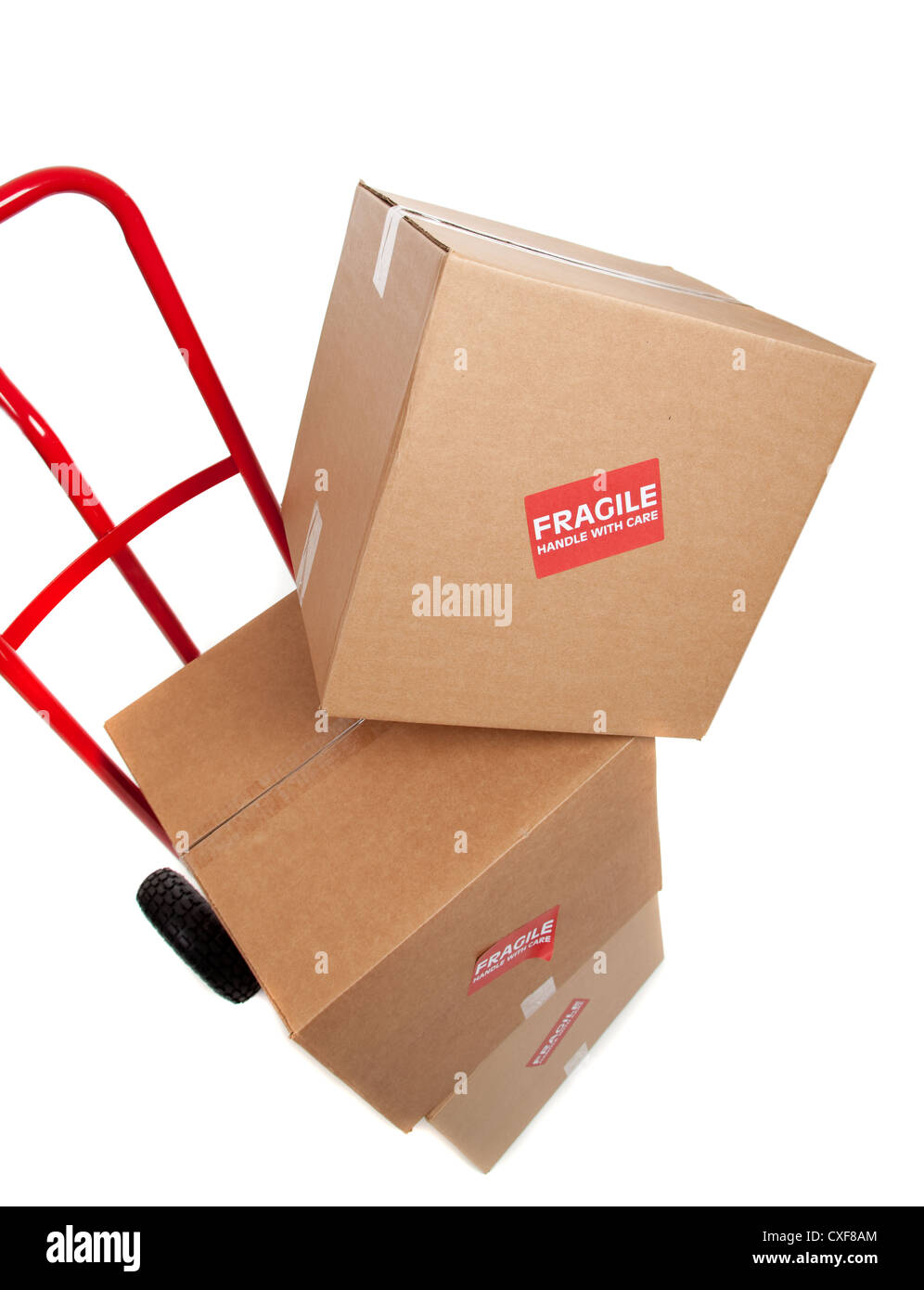Shipping boxes on hand truck or dolly Stock Photo - Alamy