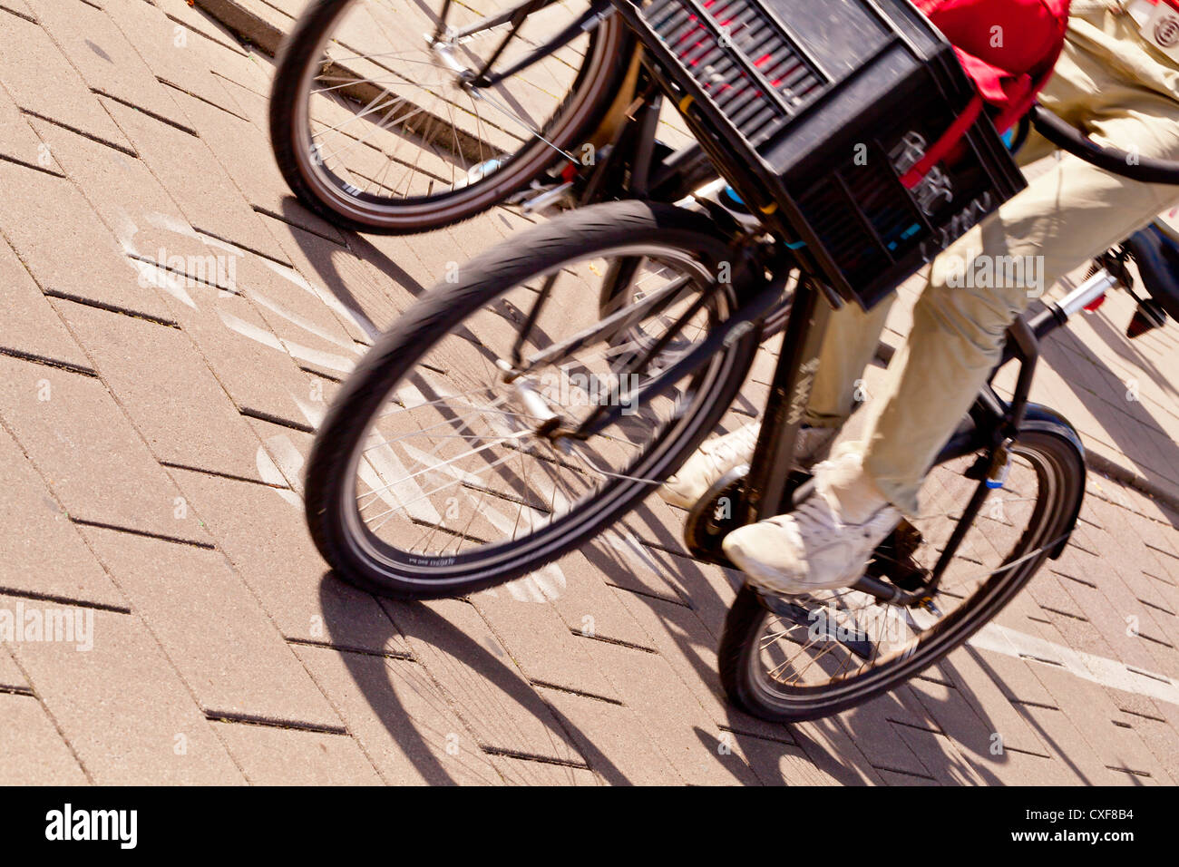 Bike on bicycle lane - Amsterdam, Netherlands, Europe Stock Photo - Alamy