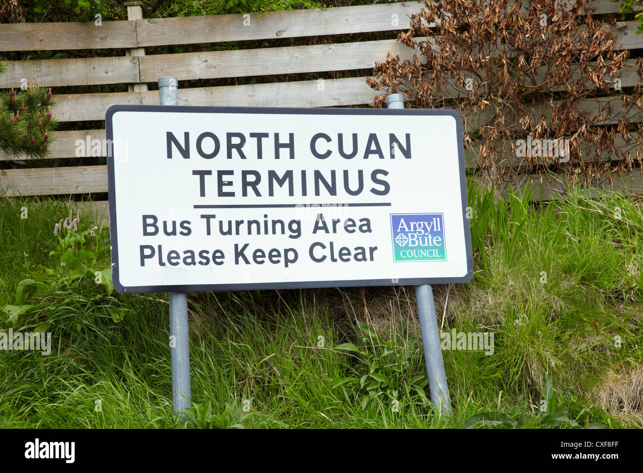 Information sign for North Cuan bus Terminus at Cuan ferry. Argyll ...