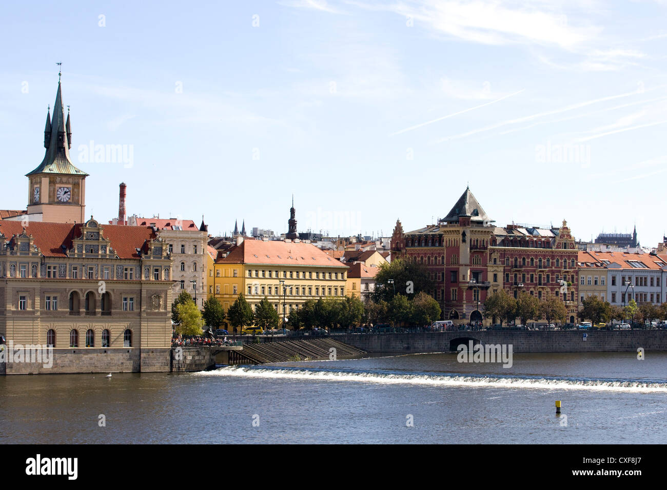 Landscape views on the banks of the Vltava River in Prague Stock Photo ...