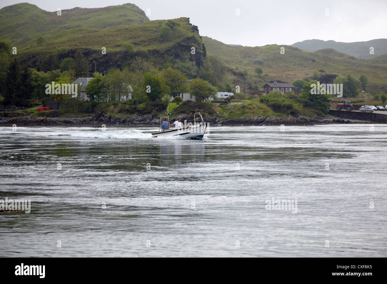 Pedestrian passenger ferry Torsa setting off from Luing to Cuan Ferry ...