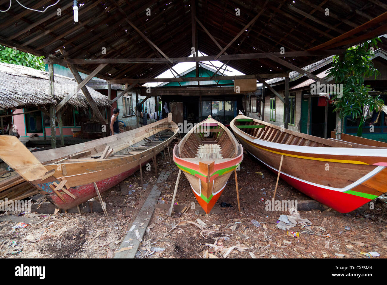 Traditional River Boat in a Boatyard in Banjarmasin in Indonesia Stock ...