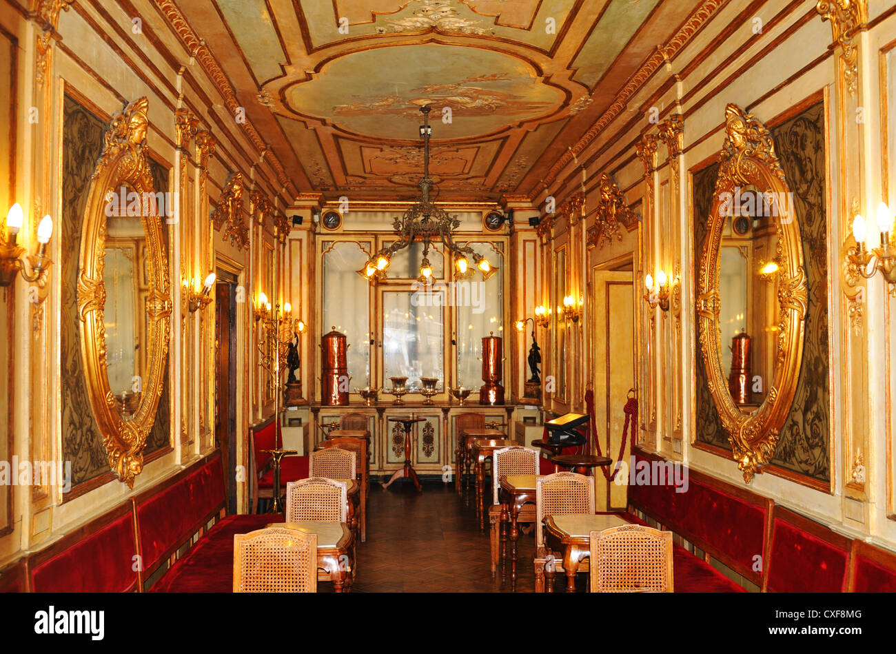 Interior view of retro luxurious saloon Stock Photo - Alamy