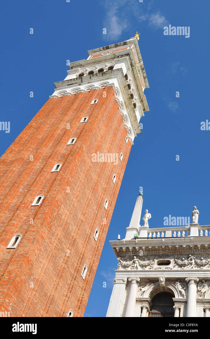 Architectural detail of the Campanile tower in San Marco Square (Venice ...