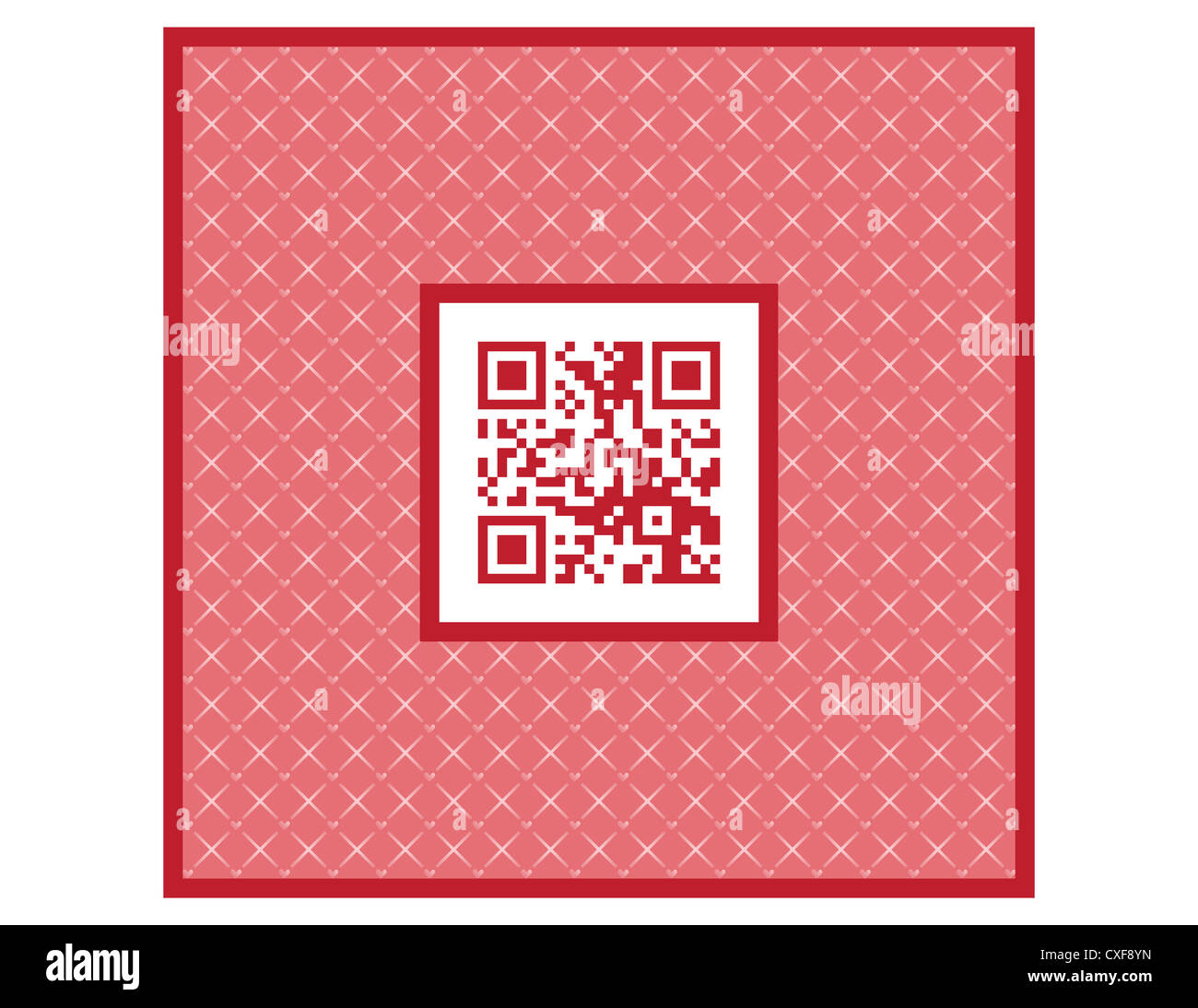 postcard with QR code Happy Valentines Day illustration Stock Photo - Alamy
