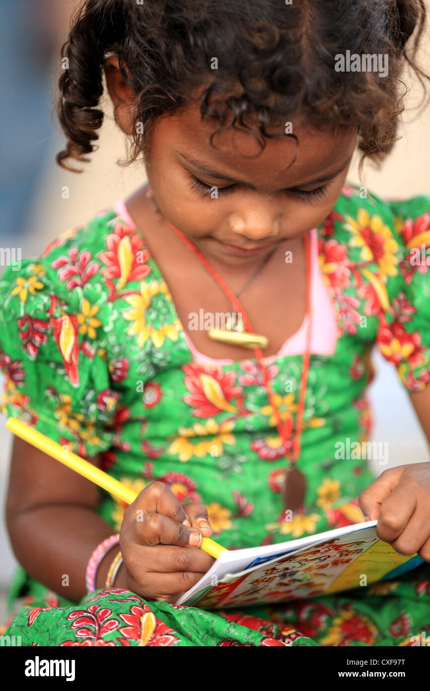 Little Indian Girl Drawing