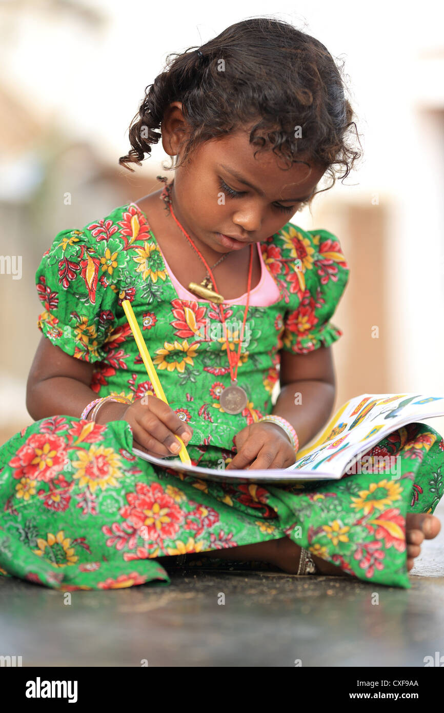 Little Indian Girl Drawing